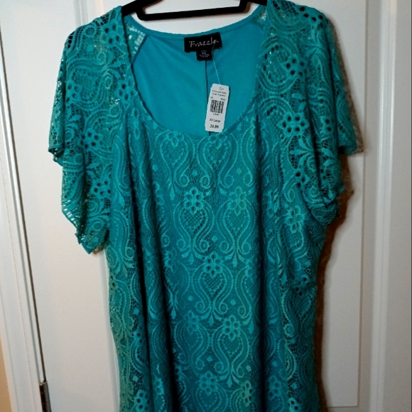 Frazzle | Tops | Whimsy Turquoise Blouse | Poshmark